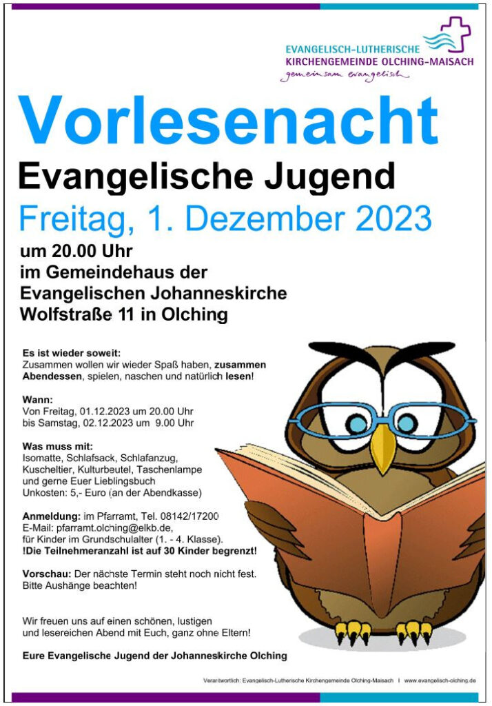Vorlesenacht - Evangelische Jugend - OlchingBlog,ein Service des Gewerbeverbands ...